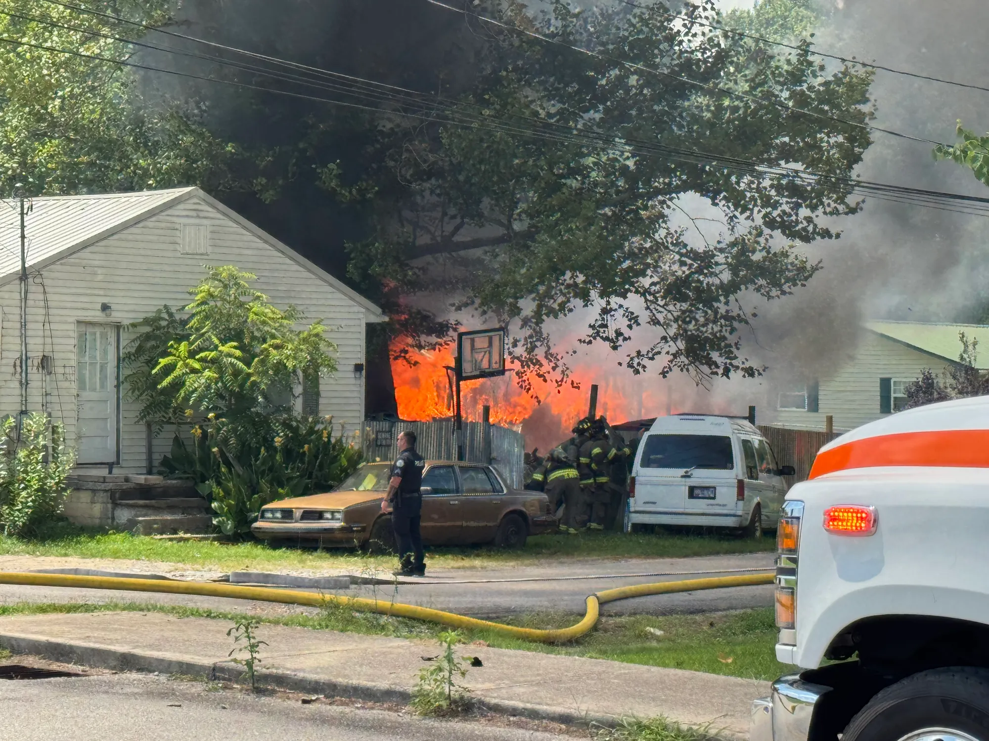 Firefighters battle West Riverside blaze